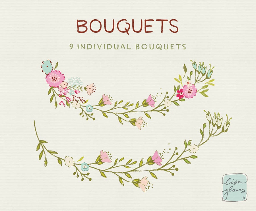 Colorful Spring Flower Clipart Set: Bouquet Clip Art Bright | Etsy
