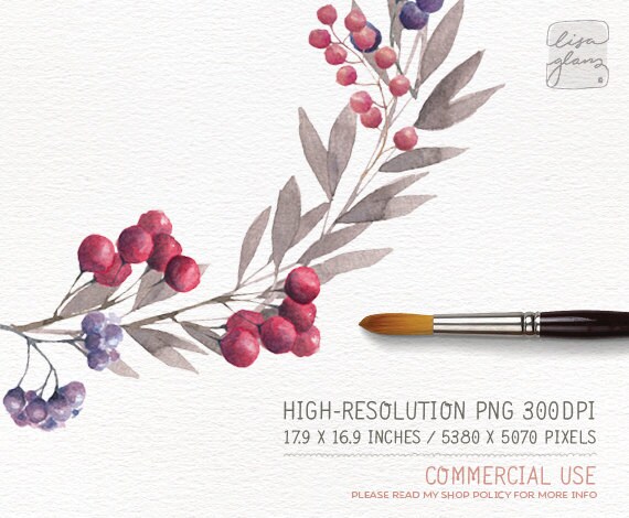 Watercolor Wreath: Hand Painted Floral Wreath Clipart / | Etsy