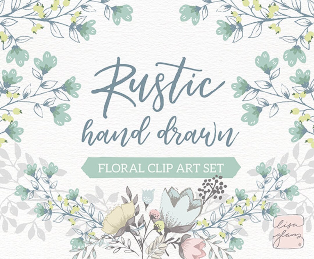 Rustic Floral Clipart Set: Hand Drawn Wedding Floral Clipart ...