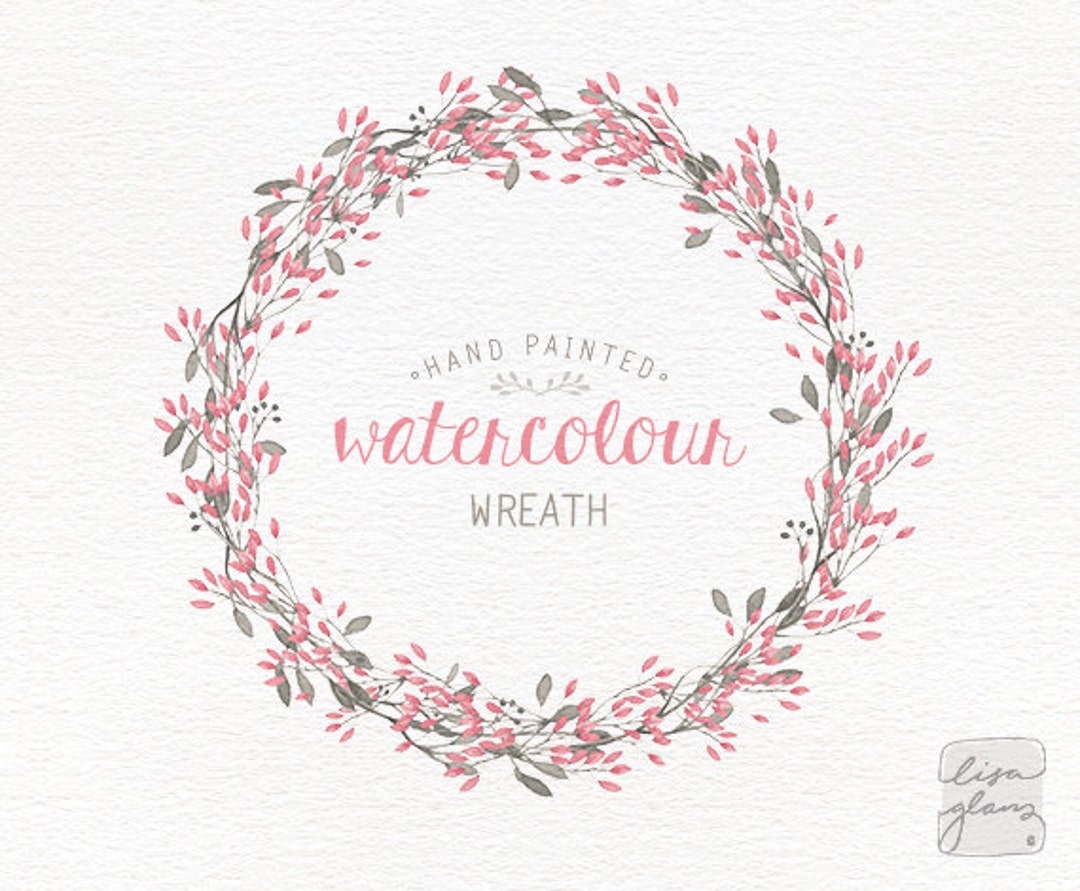 Watercolor Wreath: Painted Floral Wreath Clipart / Wedding Invitation ...