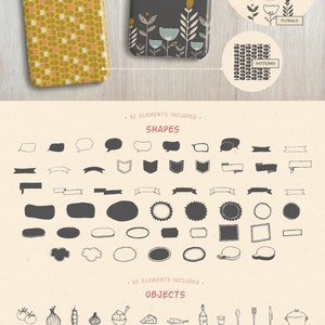 Hand Drawn Clipart Toolkit: Sketched Flowers, Borders, Patterns (PNG ...