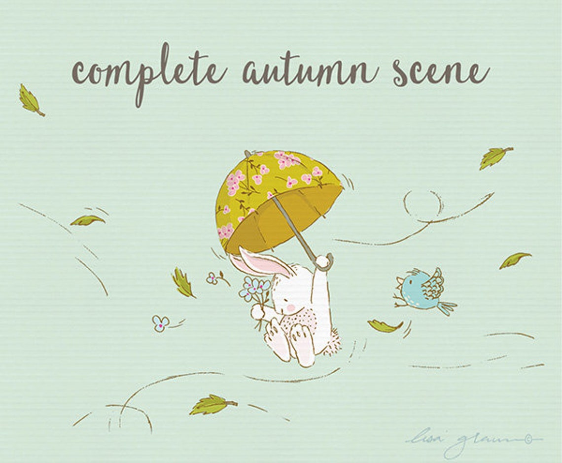 Autumn Bunny Clipart Set: Cute Bunnies Clip Art Fall Clipart - Etsy