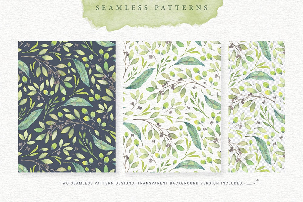 Watercolor Leaf Clipart Bundle Green Watercolor Leaf Wreath - Etsy