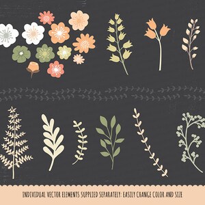 Chalkboard Wedding Clip Art Collection: Hand Drawn Floral Wreath ...