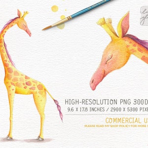 Watercolor Giraffe: Hand Painted Giraffe Clipart / Nursery Art / Animal ...