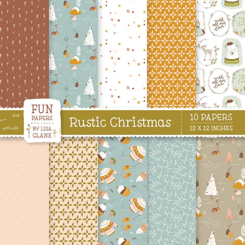 Holiday Printable Papers Rustic Christmas Digital Download - Etsy