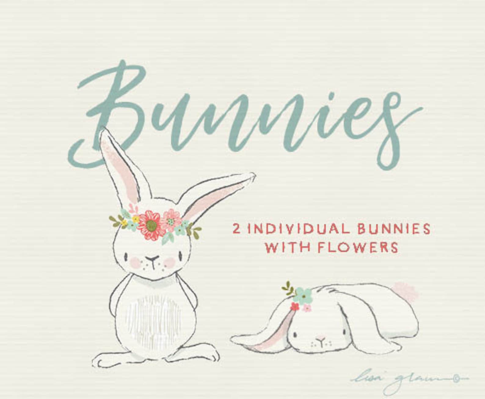 Spring Bunny Clipart Set: Cute Bunnies Clip Art, Teacup Clipart ...