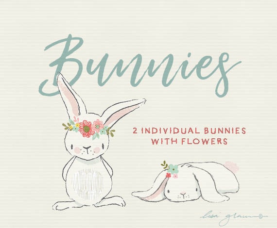 Spring Bunny Clipart Set: Cute Bunnies Clip Art Teacup - Etsy