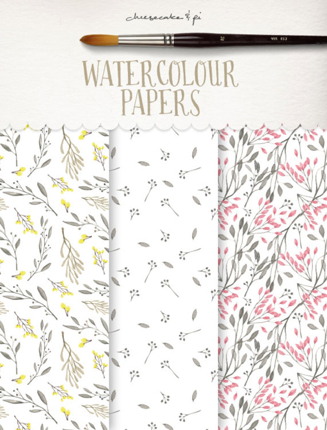 Digital Scrapbook Paper With Delicate Watercolor Floral Designs / Pink ...