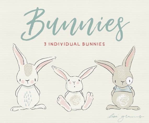 Spring Bunny Clipart Set: Cute Bunnies Clip Art Teacup - Etsy