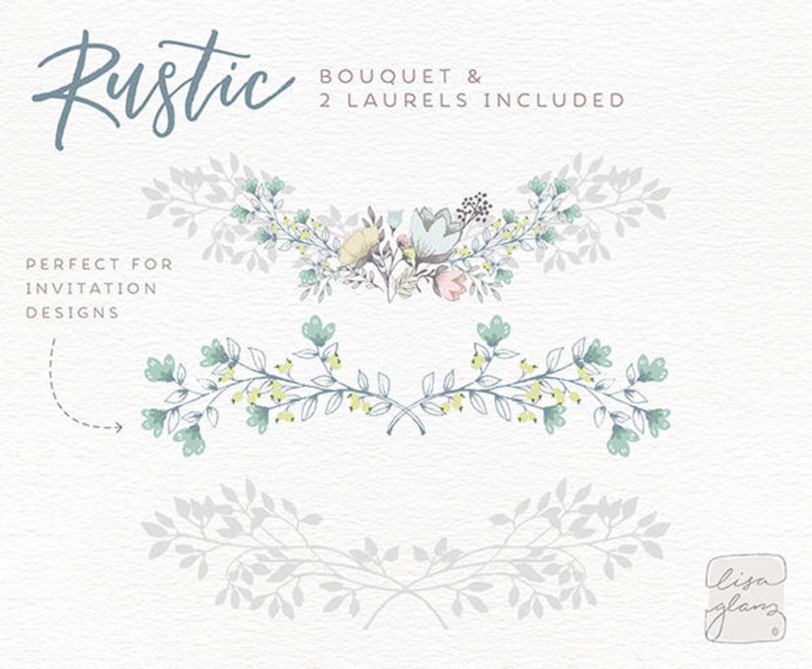 Rustic Floral Clipart Set: Hand Drawn Wedding Floral Clipart - Etsy Canada