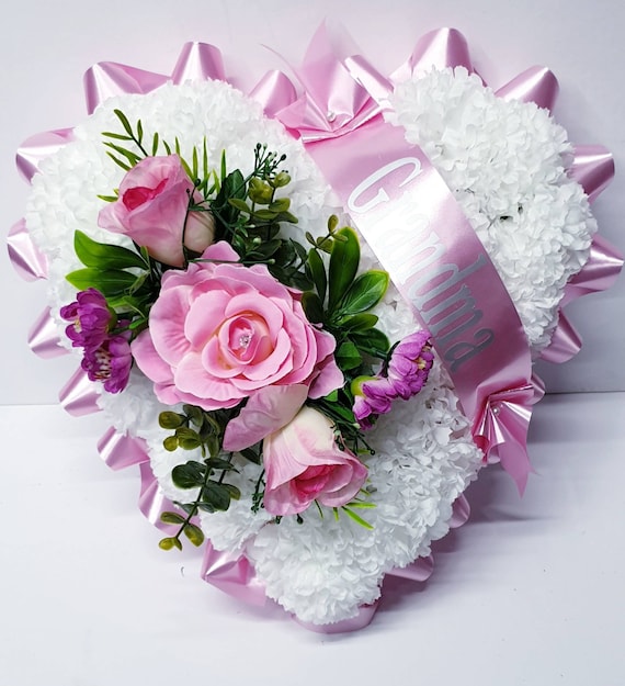 Stems Solid Heart Shape Silk Artificial Funeral Flowers | Etsy UK