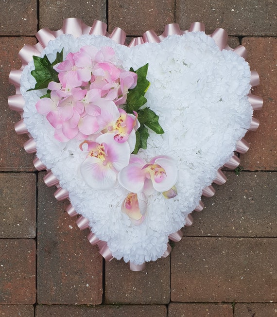 Stems Solid Heart Shape Silk Artificial Funeral Flowers | Etsy UK