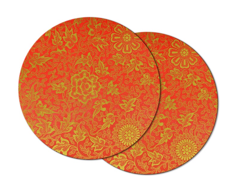 Red Chinese Vintage Floral Print Placemats for Round Tables - Etsy