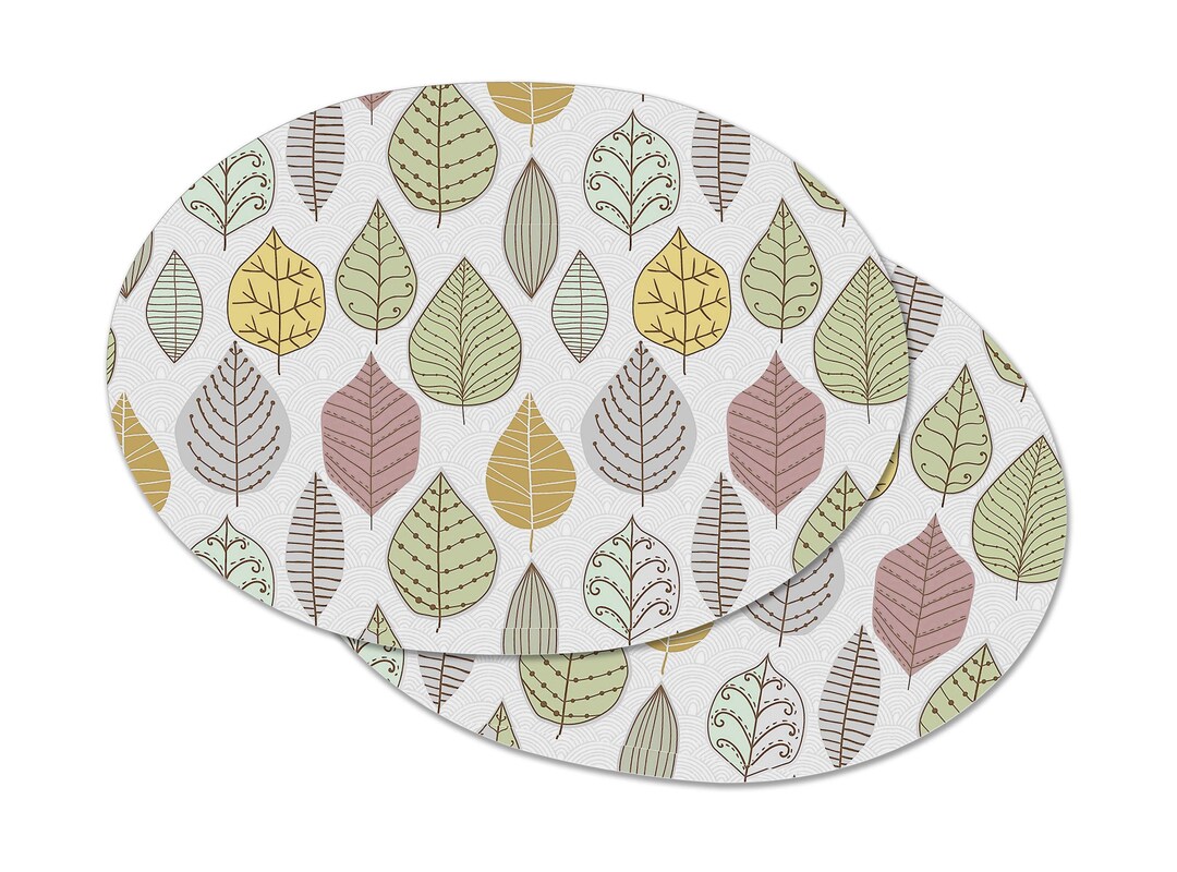 Leaves Motif Placemats for Round Tables Tactile Basket Texture Hemmed ...