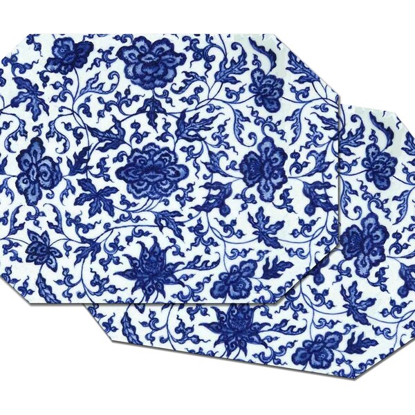 White Blue Chinoiserie Placemats - Etsy