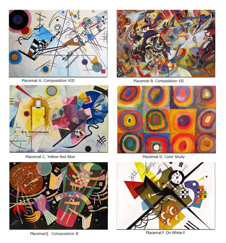 Oval Placemat Kandinsky Paintings for Round Tables Burlap - Etsy
