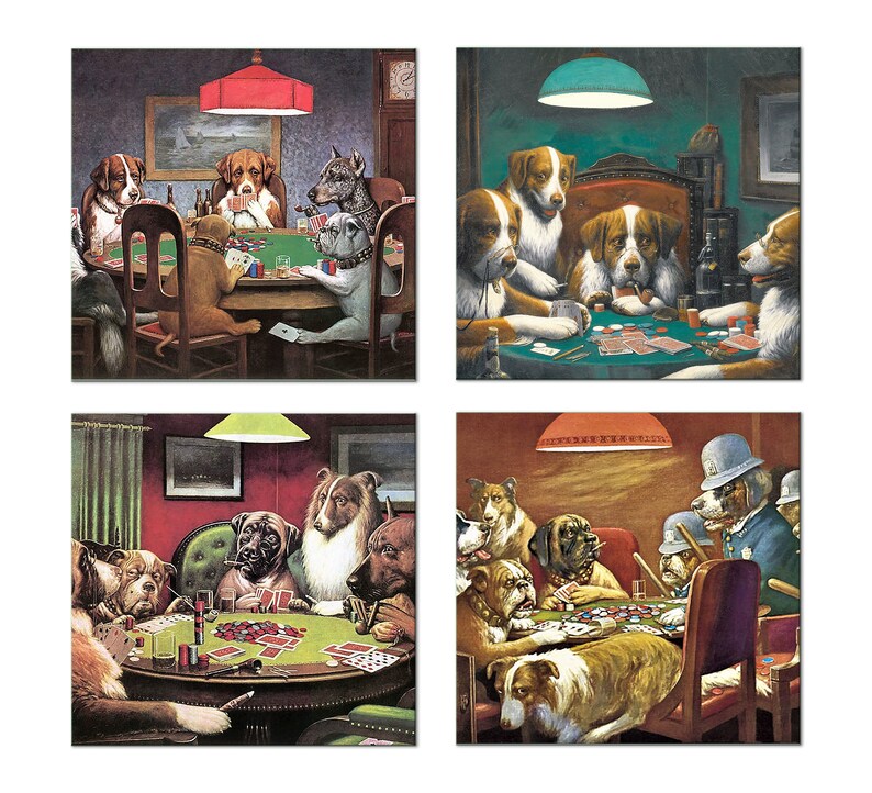 Dogs Playing Poker Oval Wedge Placemats for Round Tables - Etsy