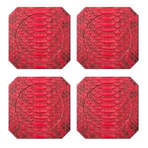 Faux Python Snake Coasters Leather Recessed Tactile Basket Texture ...