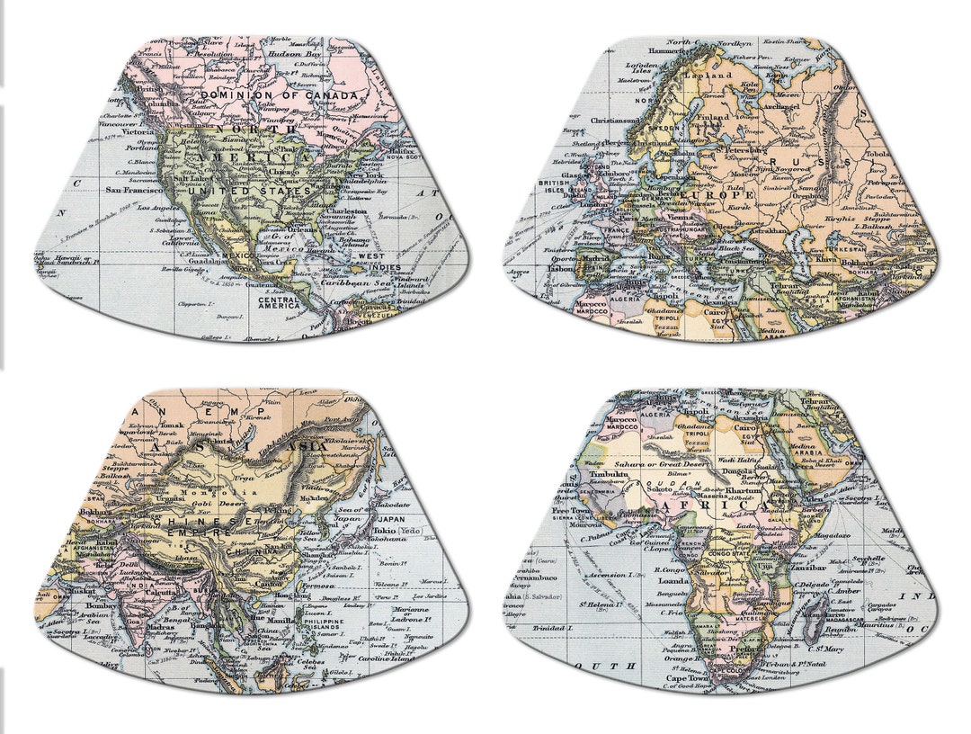 World Map Wedge Placemats for Round Tables Tactile Basket Texture ...