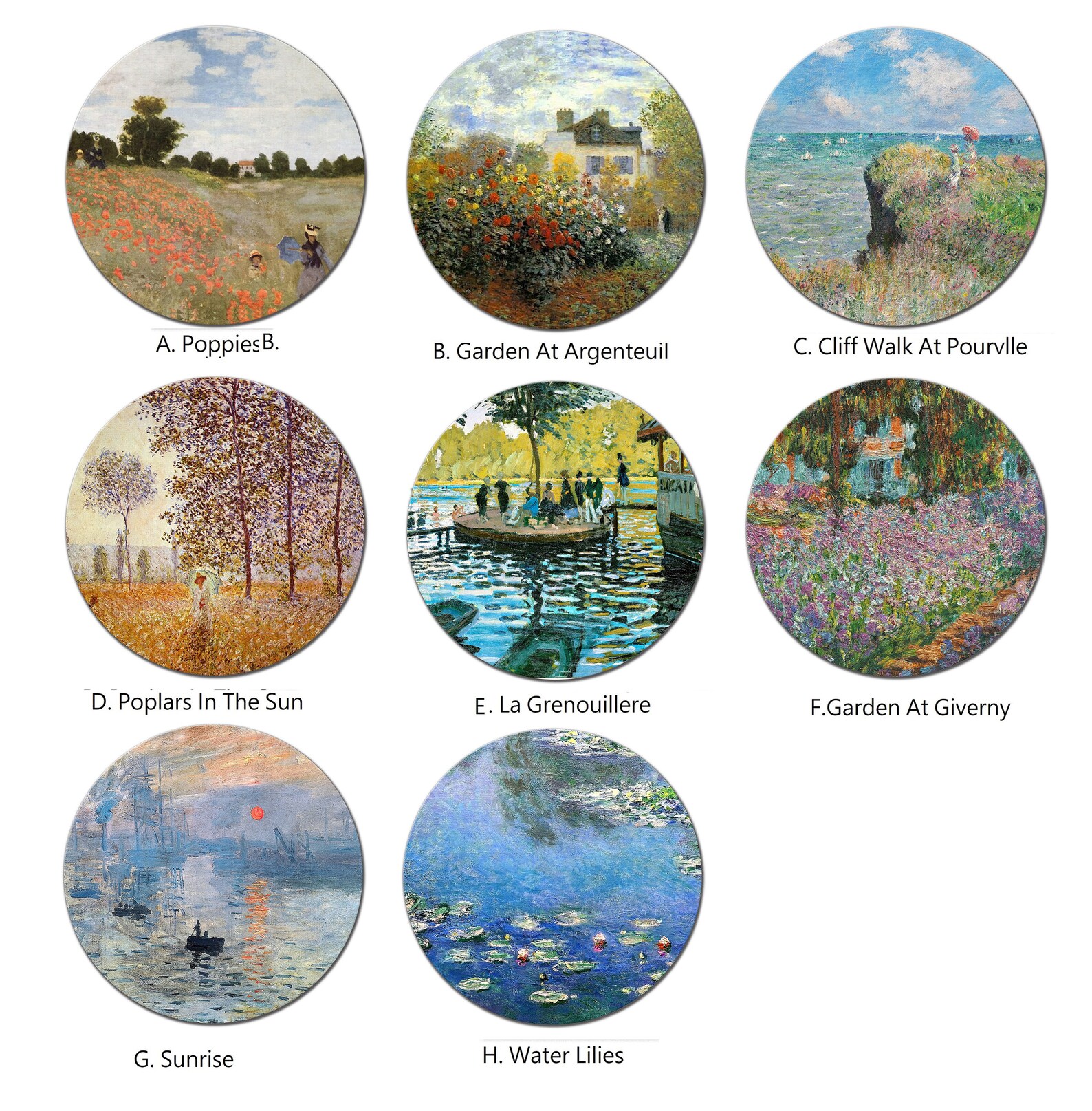 Claude Monet Wedge Placemat for Round Tables Tactile Basket - Etsy