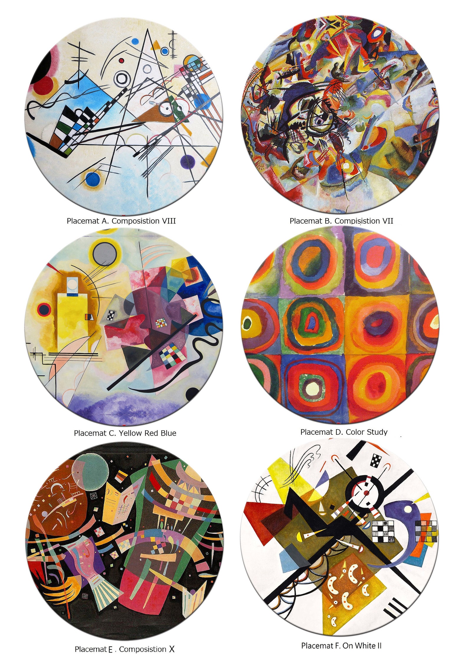 Oval Placemat Kandinsky Paintings for Round Tables Burlap - Etsy