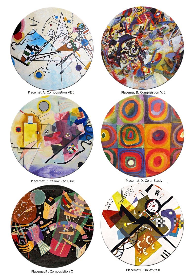 Oval Placemat Kandinsky Paintings for Round Tables Burlap - Etsy