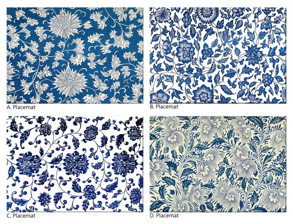 Chinoiserie Blue and White Wedge Placemat for Round Tables - Etsy