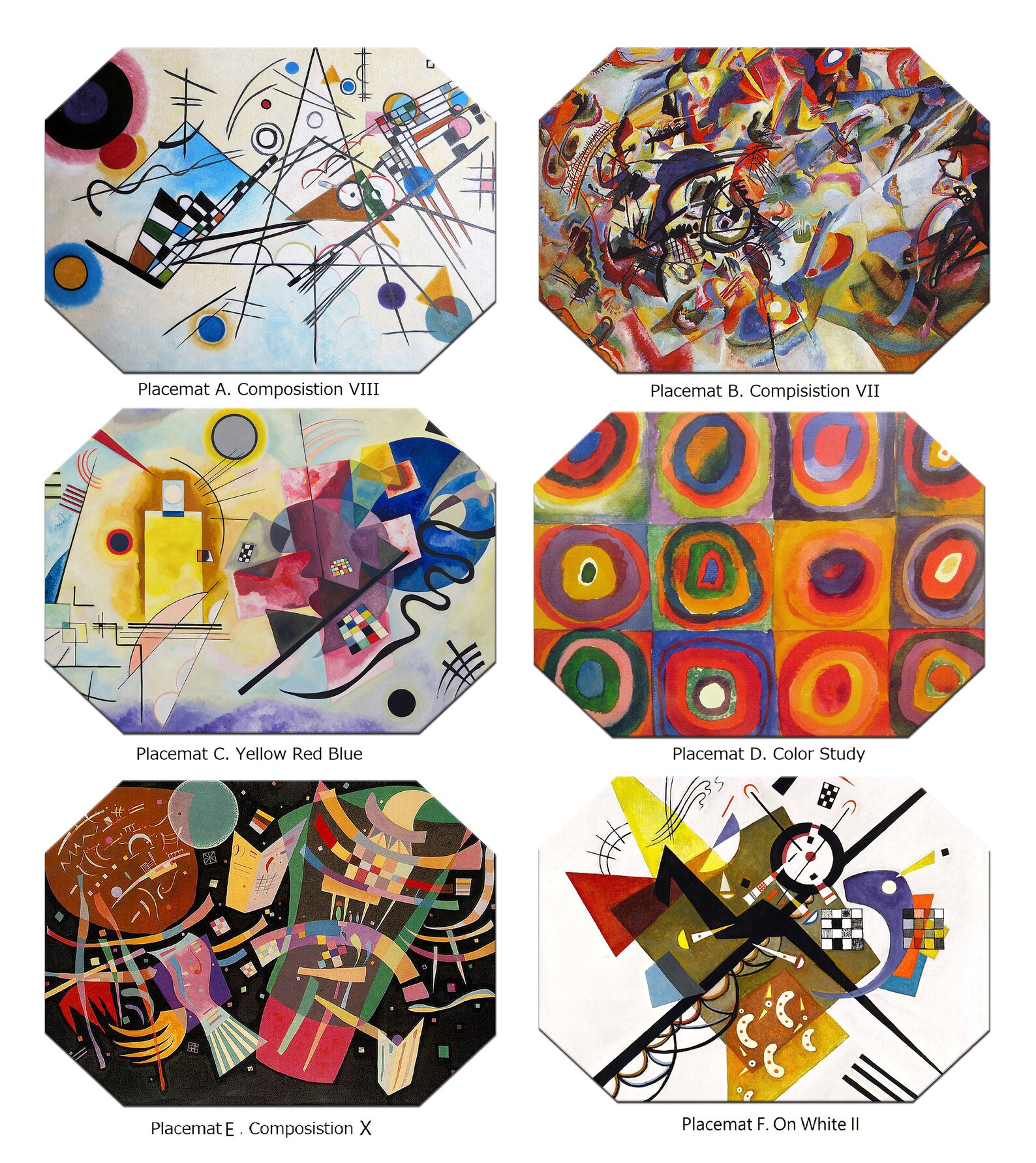Oval Placemat Kandinsky Paintings for Round Tables Burlap - Etsy