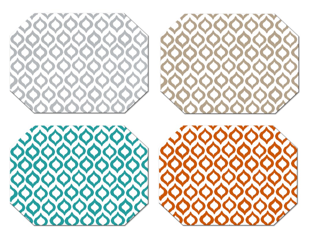 Beige Grey Retro Ikat Placemats for Round Tables Tactile Basket Texture ...