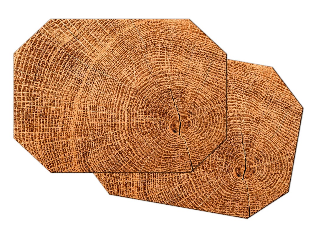 Brown Wood Ring Placemats for Round Table Tactile Basket Texture Hemmed ...