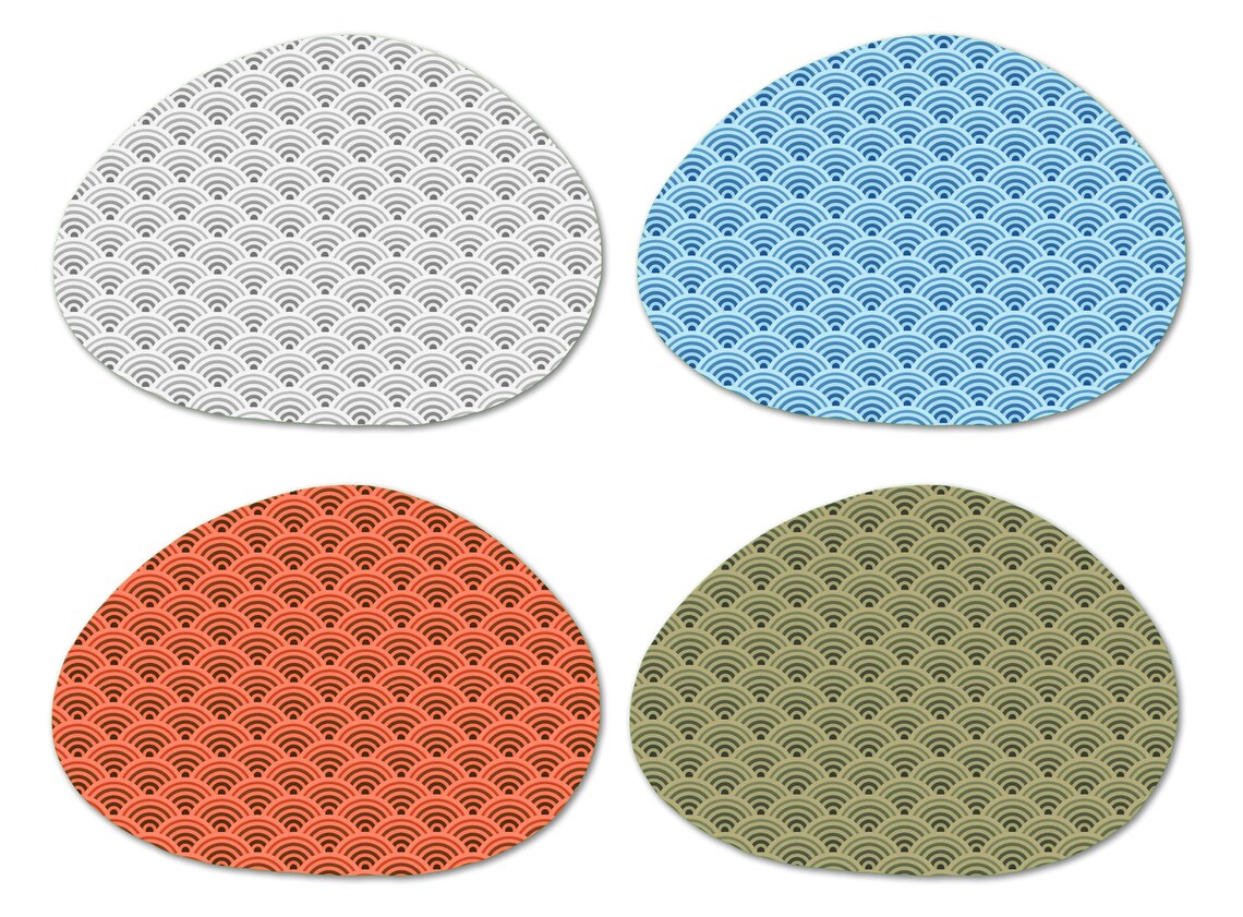 Grey Blue Scale Wave Placemats For Round Tables Tactile Basket | Etsy