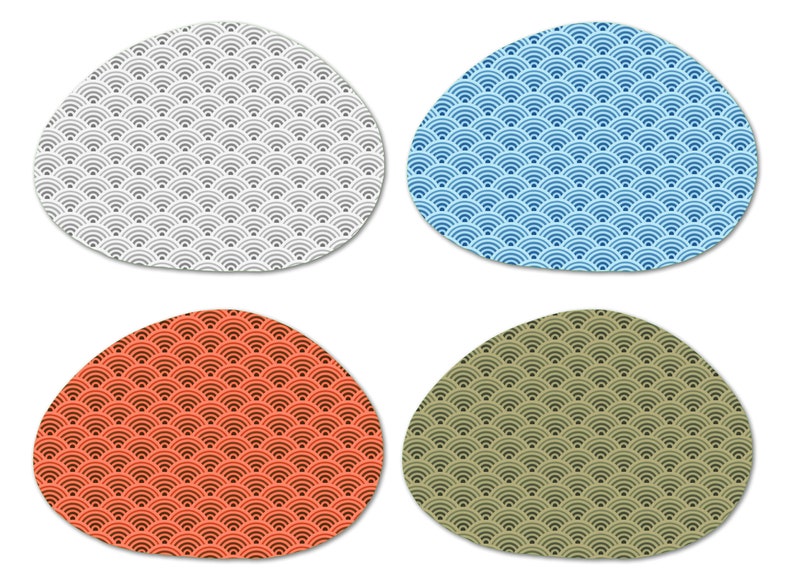 Grey Blue Scale Wave Placemats for Round Tables Tactile Basket - Etsy