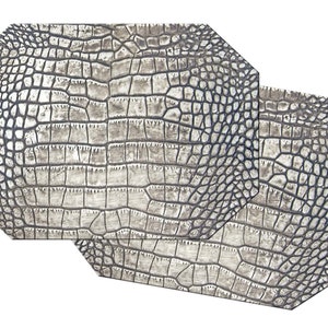 Faux Silver Grey Alligator Crocodile Wedge Placemat for Round Tables ...