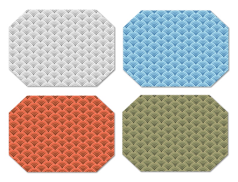 Grey Blue Scale Wave Placemats for Round Tables Tactile Basket - Etsy