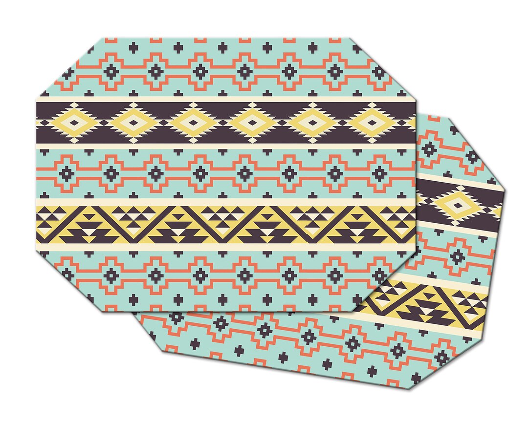 Custom Aztec Tribal Placemats for Round Table Tactile Basket Texture ...