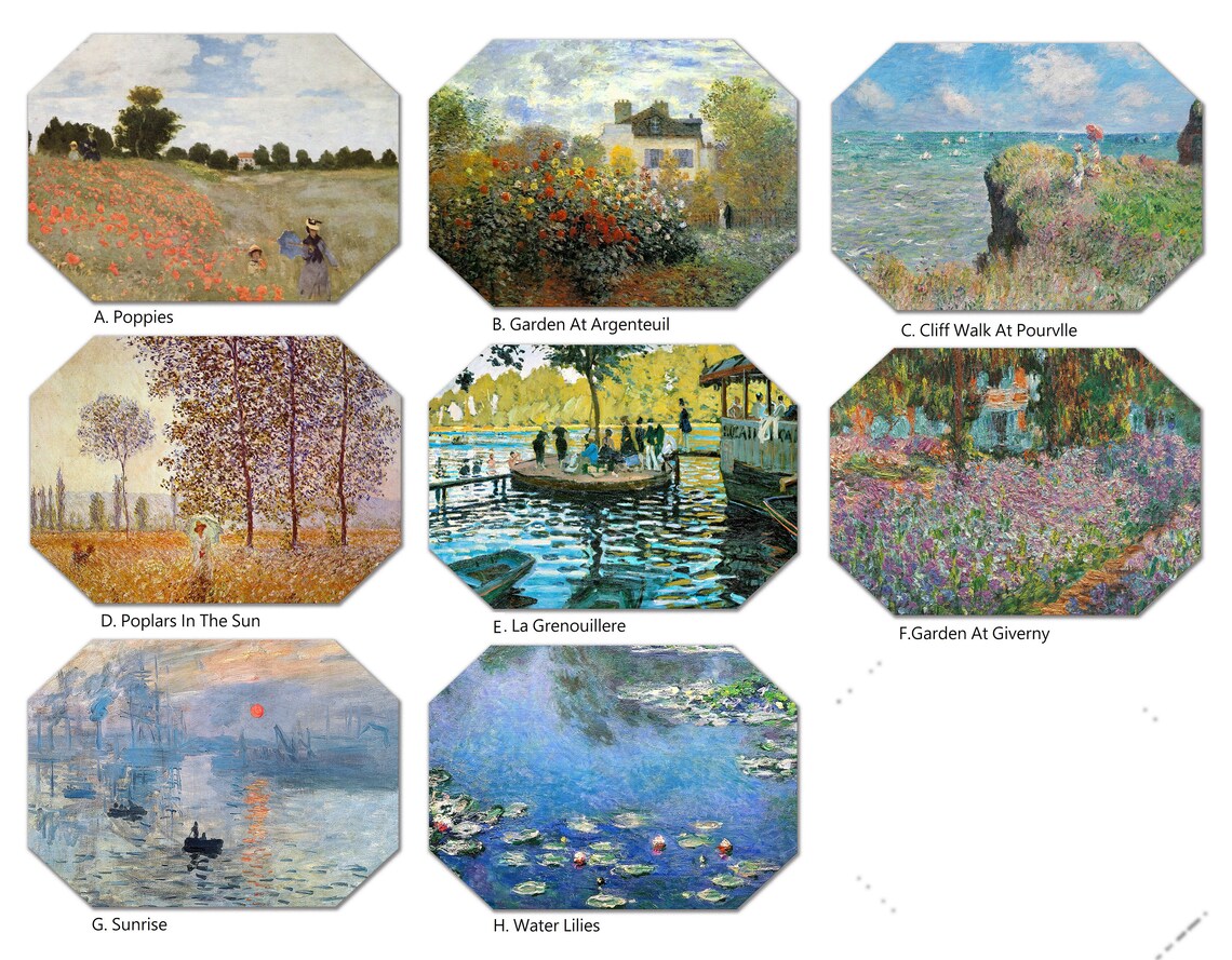 Claude Monet Wedge Placemat for Round Tables Tactile Basket - Etsy