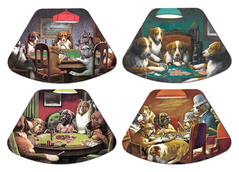 Dogs Playing Poker Oval Wedge Placemats for Round Tables - Etsy