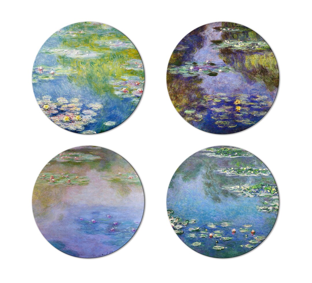Claude Monet Round Placemat Water Lilies Tactile Basket Texture Turned ...
