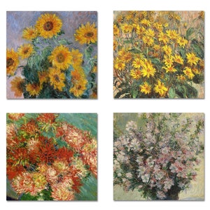 Claude Monet Vase of Flowers Placemats for Round Tables Tactile Basket ...