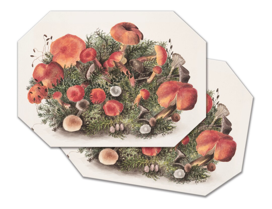 Mushroom Placemat for Round Tables Tactile Basket Texture Hemmed Edge ...