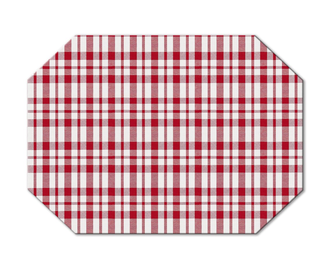 Black Blue Red Plaid Check Placemats for Round Tables Tactile - Etsy