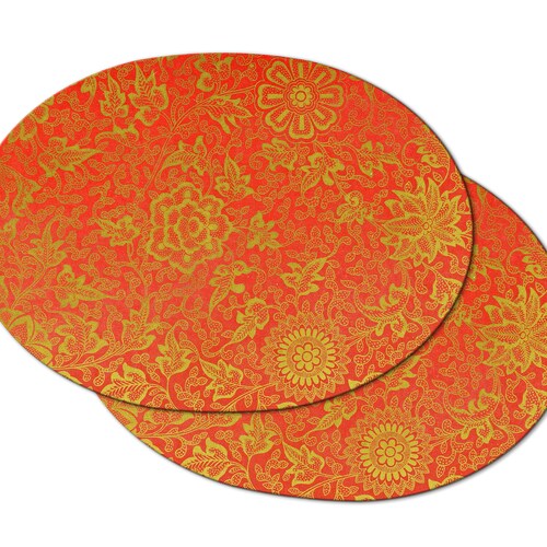Orange Red Check Placemats for Round Tables Tactile Basket - Etsy