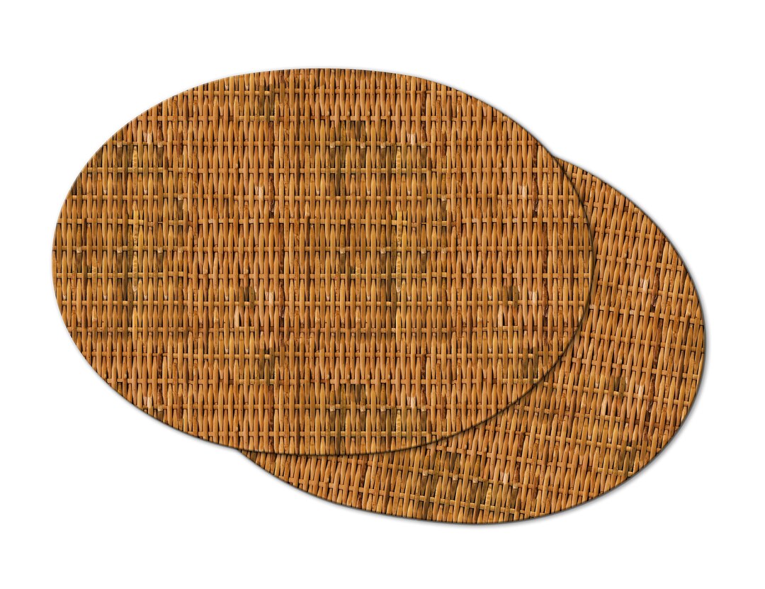 Faux Wicker Rattan Round Oval Placemats for Round Tables Tactile Basket ...