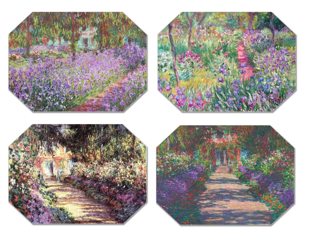 Monet Garden at Giverny Placemats for Round Tables Tactile Basket ...