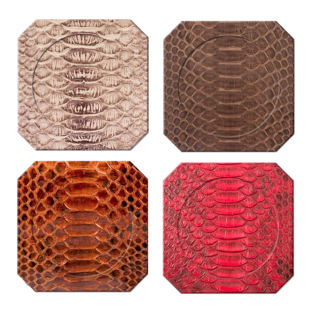 Faux Python Snake Coasters Leather Recessed Tactile Basket Texture ...