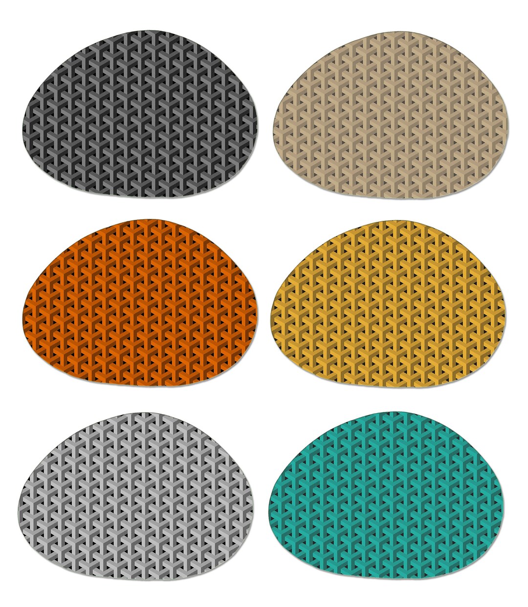 Geometric Placemats for Round Tables Tactile Basket Texture Turned Hem ...