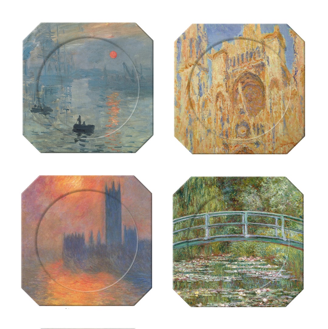 Claude Monet Impressionist Coasters Recessed Tactile Basket Texture ...