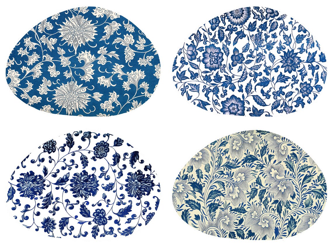 Chinoiserie Blue and White Wedge Placemat for Round Tables - Etsy