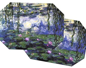 Monet Water Lilies Wedge Placemat For Round Tables Burlap | Etsy